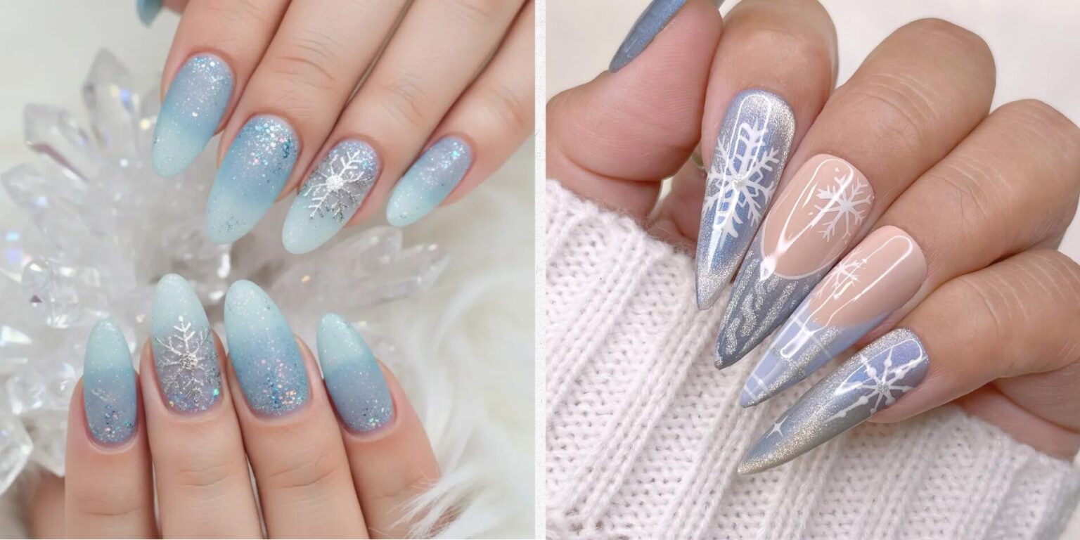 20 Frosted Snowflake Nail Ideas That Look Beautiful in Soft Winter ...